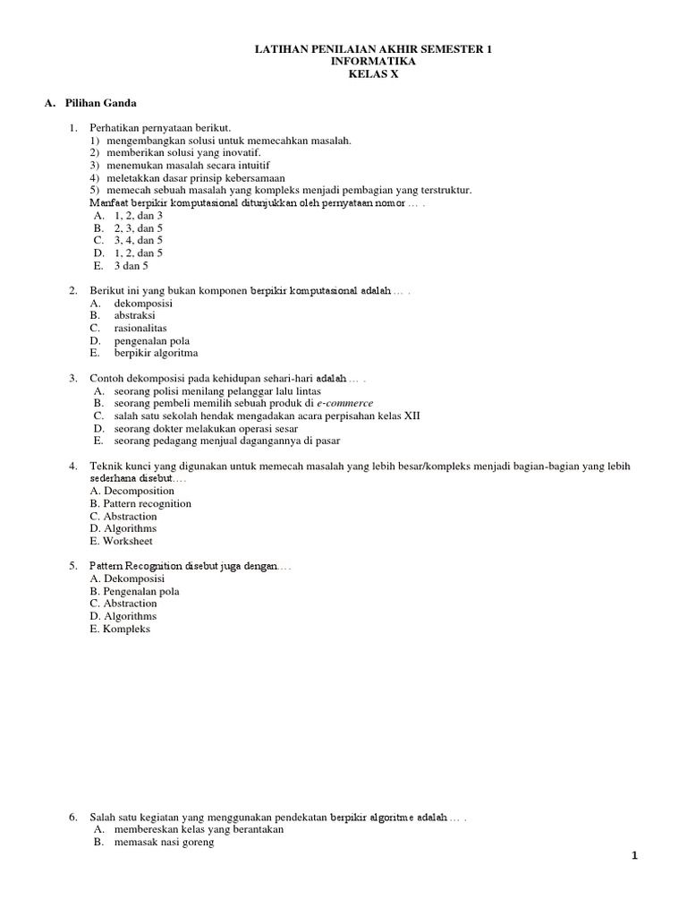 Latihan Soal Pas - Informatika | PDF