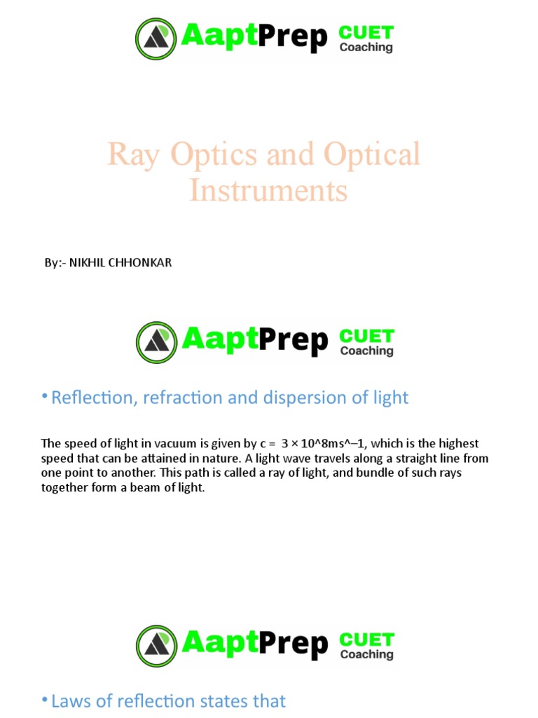 Ray Optics and Optical Instruments Guide | PDF | Optics | Electromagnetism