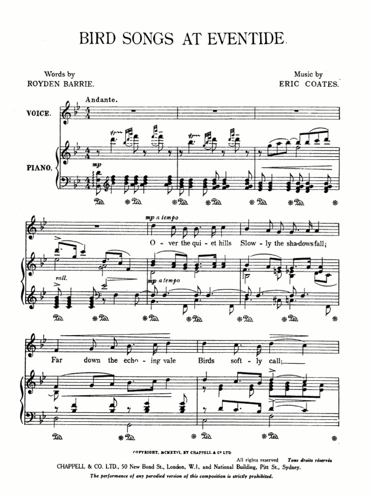 "Bird Songs at Eventide" (Key of Bb) Sheet Music | PDF