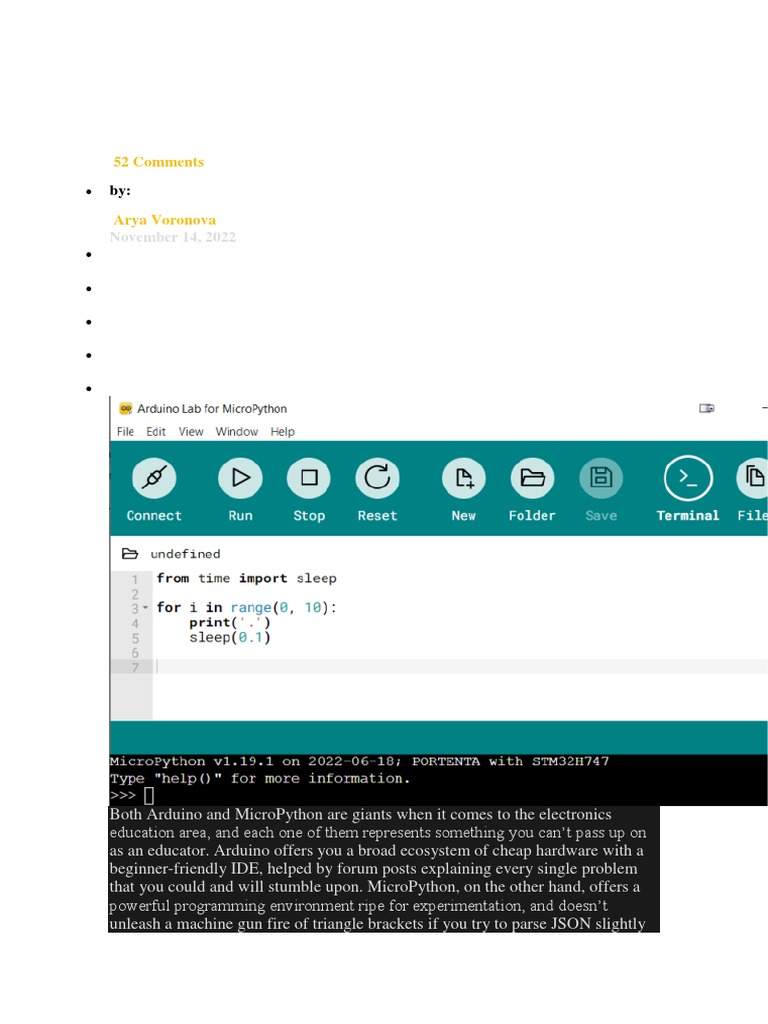 Arduino Brings A Micropython Ide | PDF