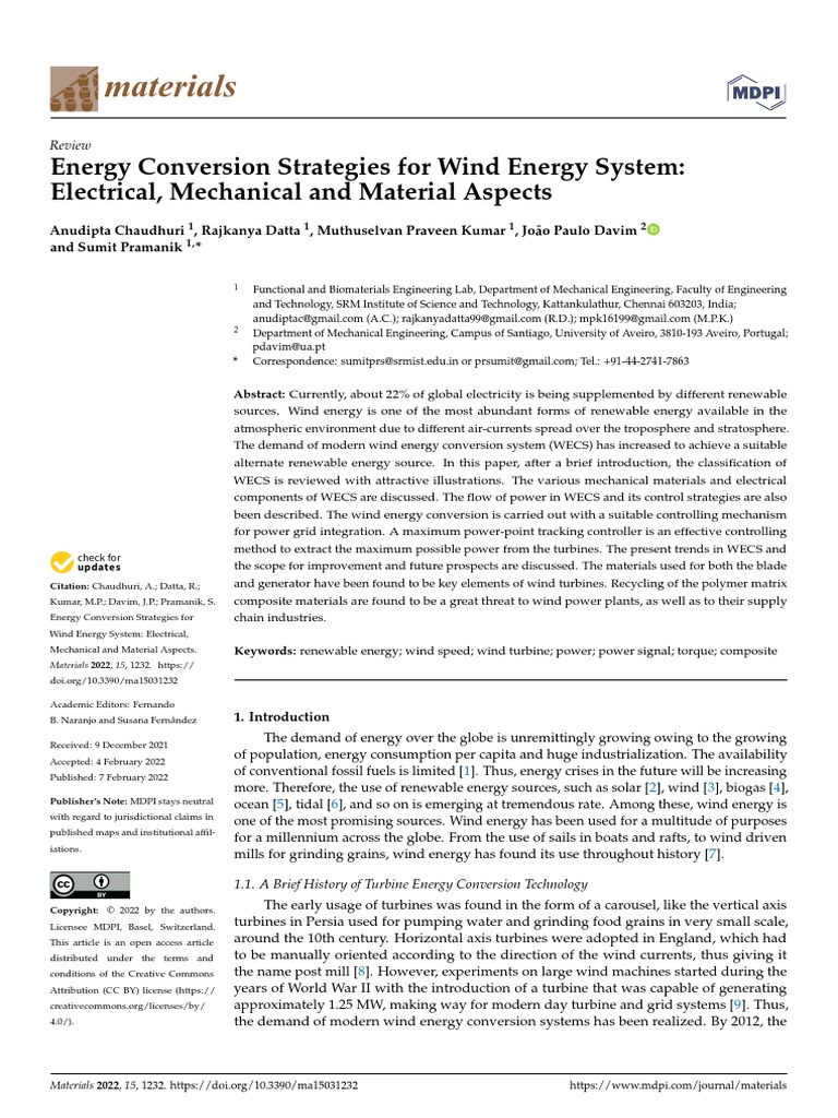 Energy Conversion Strategies For Wind Energy System Electrical ...