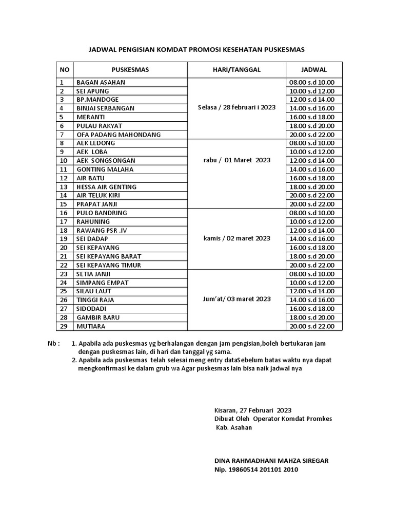 Jadwal Pengisian Komdat 2023 | PDF