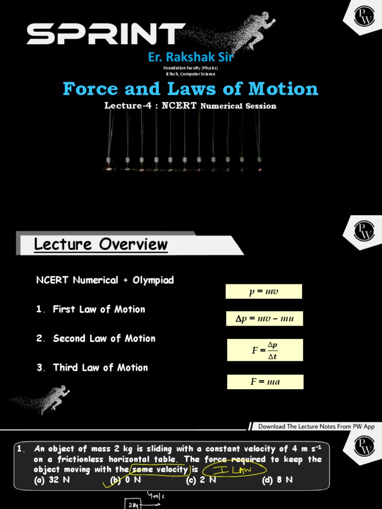 Force and Laws of Motion 04 - Numerical Practice Session - Class 9 ...