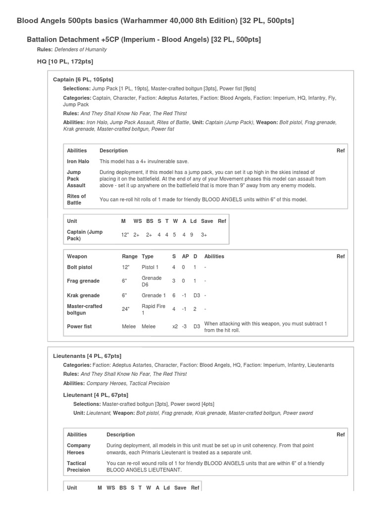 Blood Angels 500p Basic | PDF | Warfare | Military