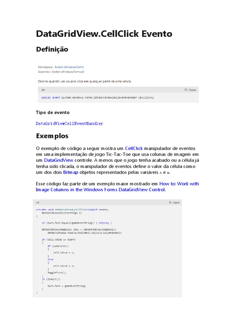 Datagridview Cellclick Evento Pdf 