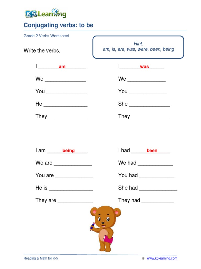 Grade 2 Conjugate Verb To Be | PDF