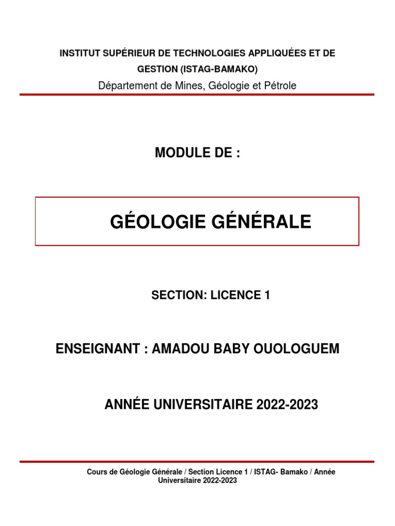 Cours de Géologie Générale - Chapitre1pdf | PDF | Géologie | Roche ...