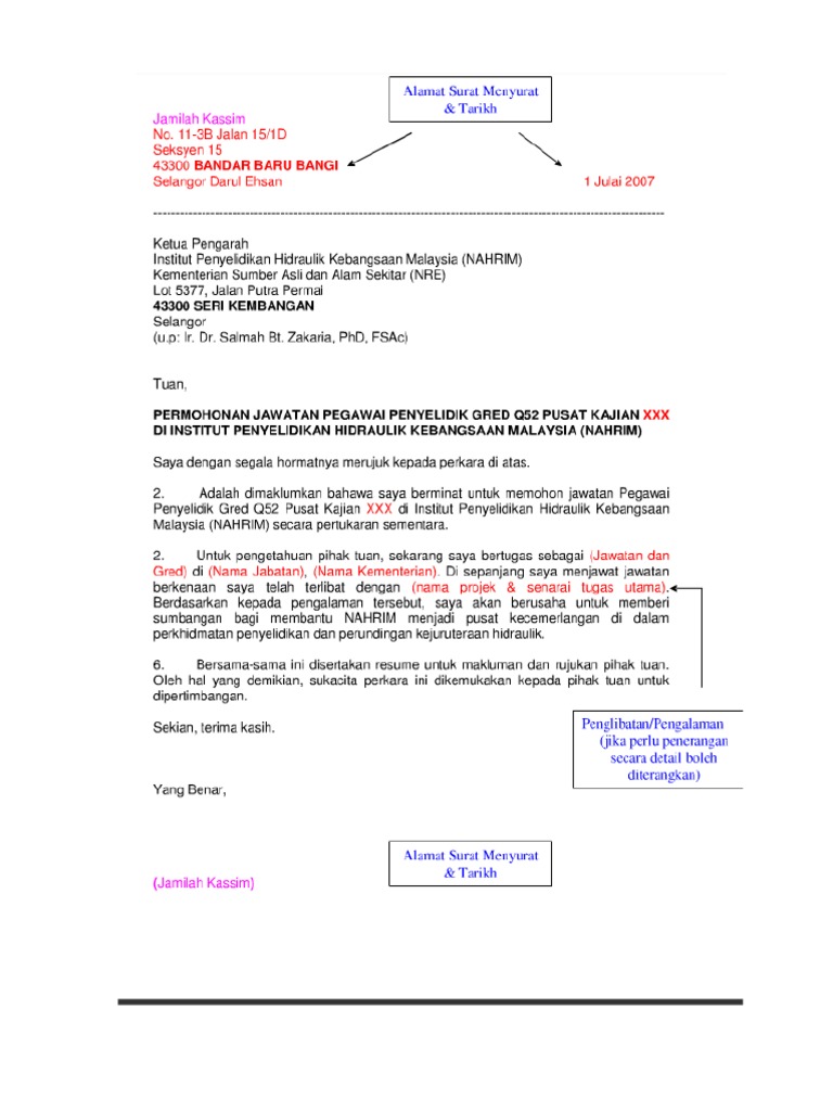 Contoh Surat Rasmi Kepada Jabatan | PDF