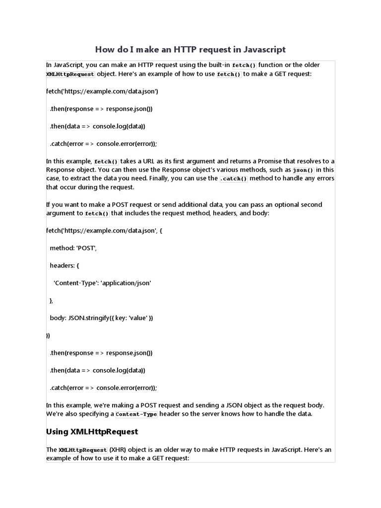 How Do I Make An HTTP Request in Javascript | PDF | Hypertext | Software