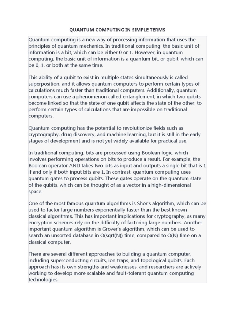 Quantum Computing in Simple Terms | PDF | Quantum Computing | Computing