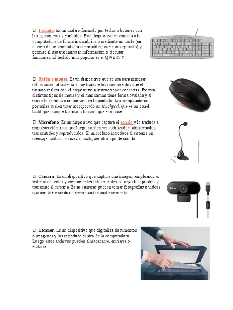 Dispositivos de Entrada y Salida en PC | PDF | Periférico | Hardware de ...