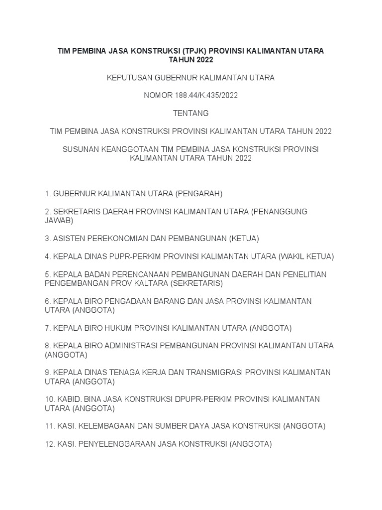 2023 - CK - Tim Pembina Jasa Konstruksi | PDF