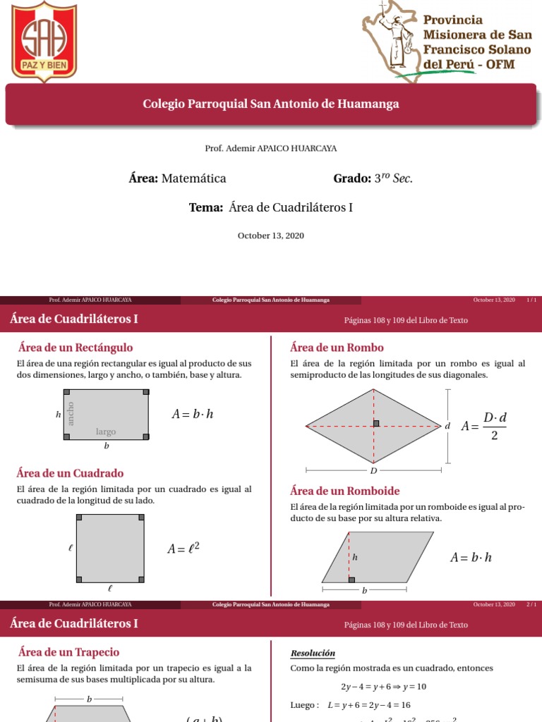 Area de Cuadrilateros | PDF | Politopos | Matemática Elemental