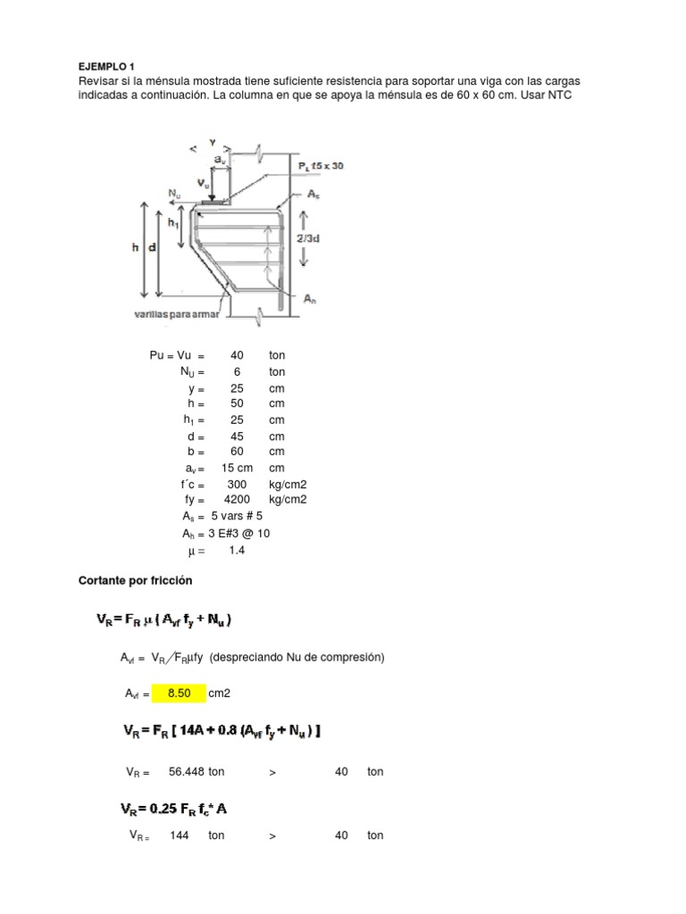 Ejemplo 1 Revisión de Ménsulas | PDF