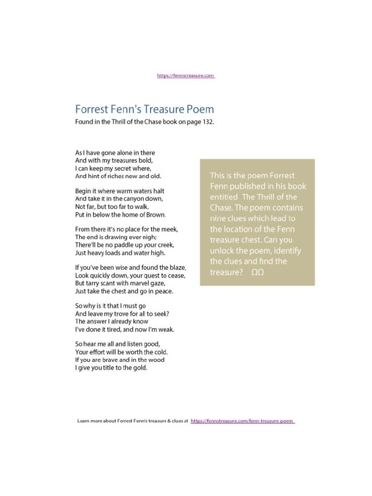 Forrest Fenns Treasure Poem | PDF