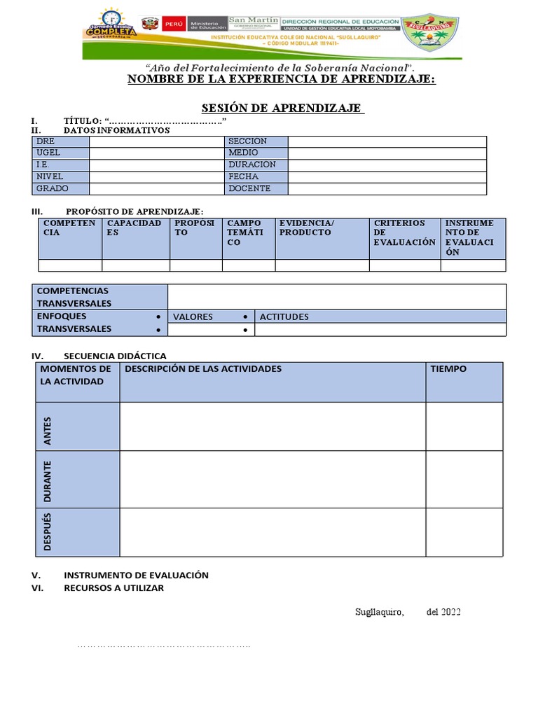 Esquema de Sesión de Aprendizaje (Modelo Semipresencial) - Lozano | PDF