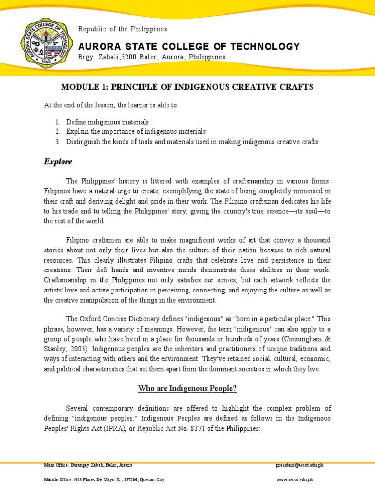 Novera, Danica Ivy Mae F. - BTLED-HE IV (Assignment 1-Indigenous Creative Crafts-MODULE1) | PDF ...