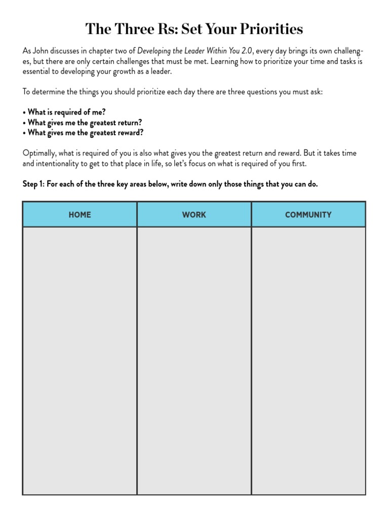 The Three Rs: Prioritize Your Time | PDF | Cognition | Cognitive Science