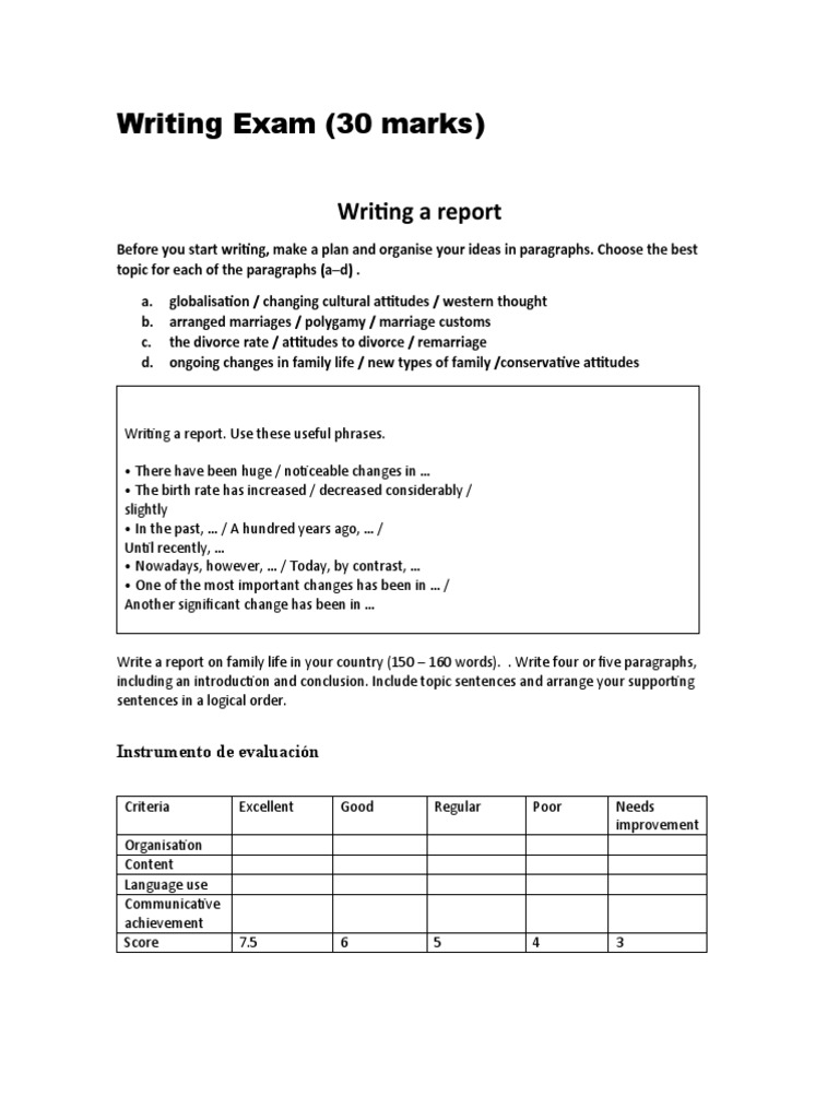 Writing 2 Exam ADV 01 (30 Points) Con Rúbrica | PDF