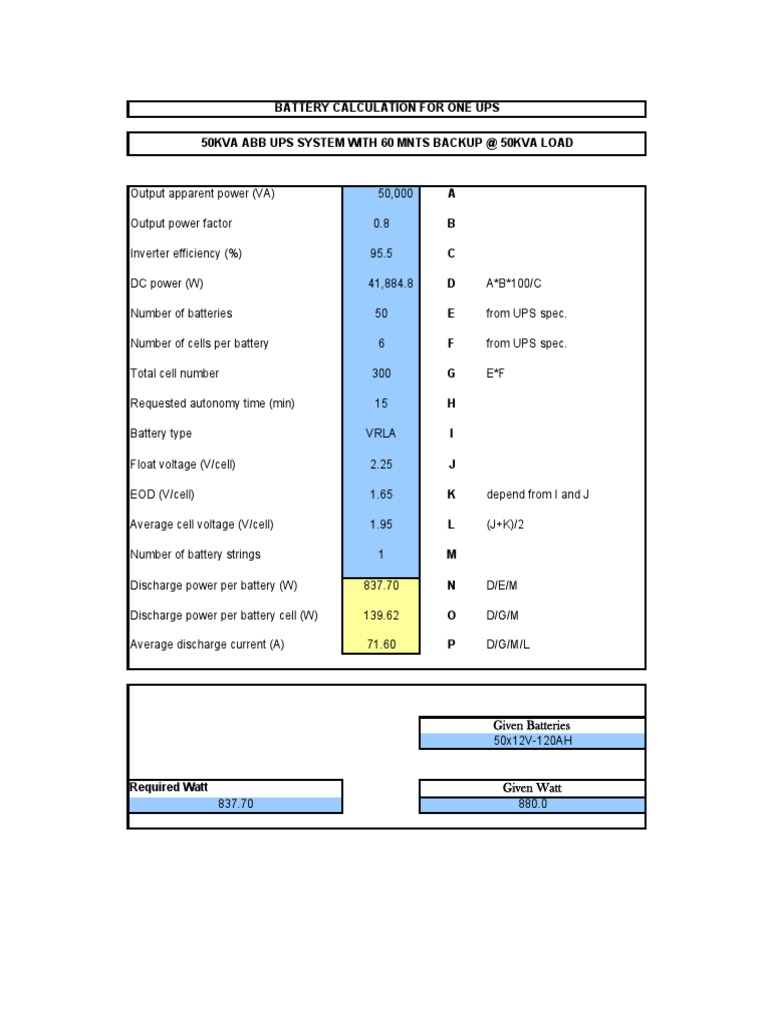 BAttery Calculation - 120 AH | PDF