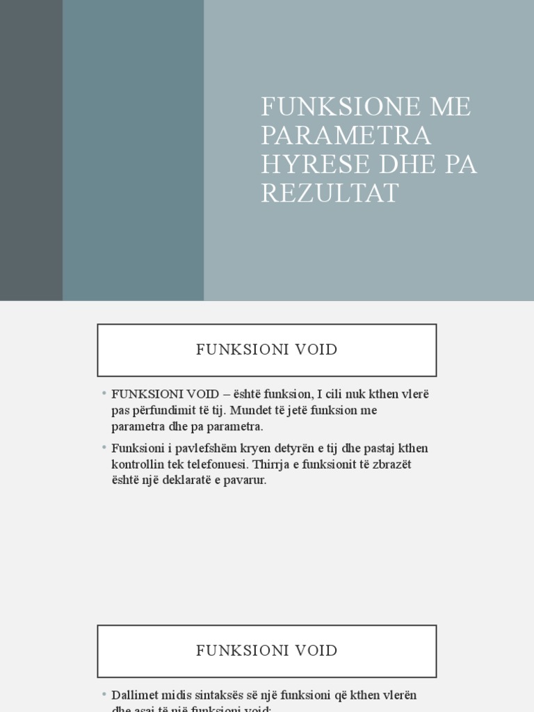 Funksione Me Parametra Hyrese Pa Rezultat | PDF