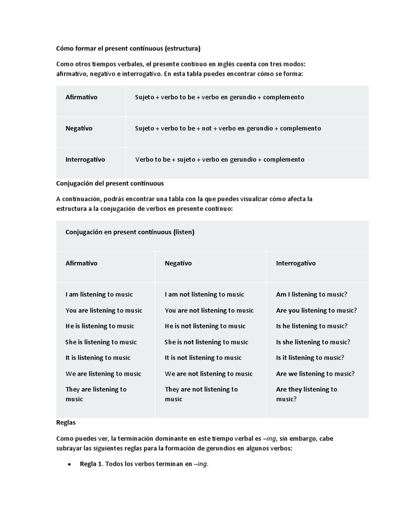 Cuál es la estructura del presente simple en la formación de oraciones ...