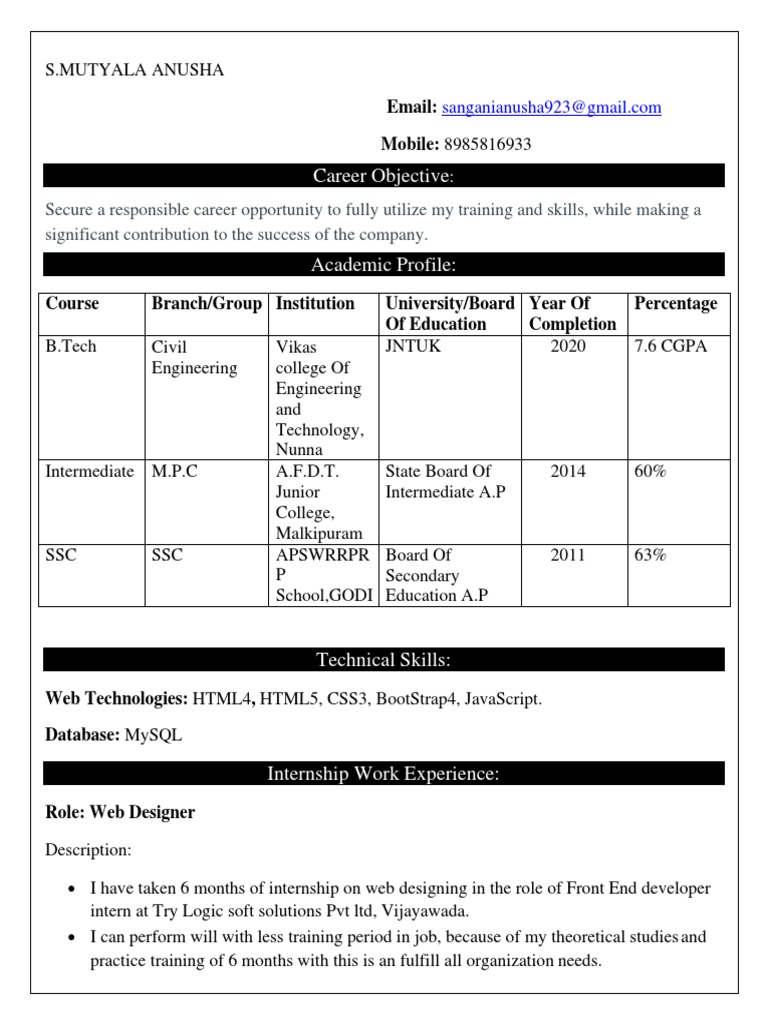 Anu Resume.2 | PDF | Computing