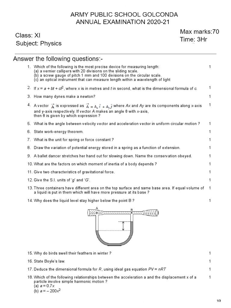 11 - TH - Final - Phy Exam Sample Paper | Download Free PDF | Acceleration | Velocity
