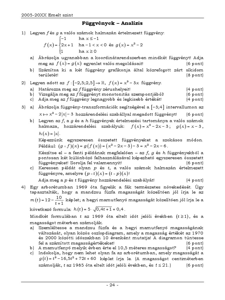 024 039 Fuggvenyek Analizis - FL 1 | PDF