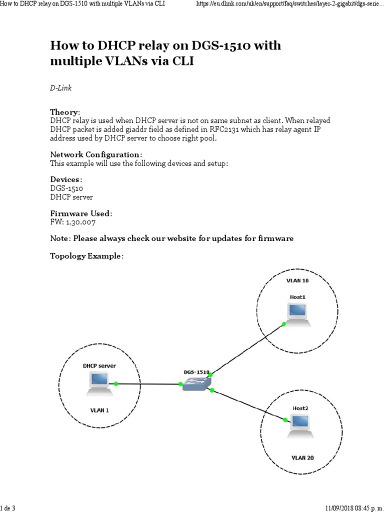 Configuring DHCP Relay on a D-Link DGS-1510 Switch with Multiple VLANs ... Configuring DHCP Relay on a D-Link DGS-1510 Switch with Multiple VLANs ...