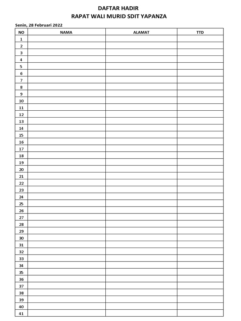 Daftar Hadir Rapat | PDF