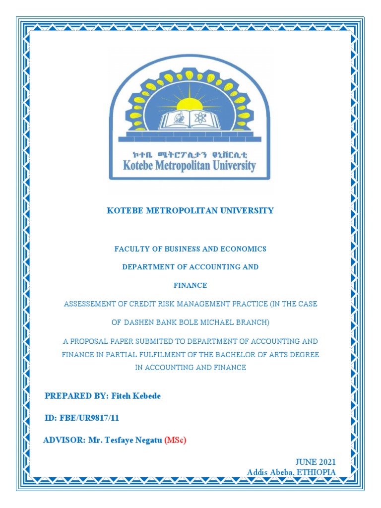 Fiteh Kebede Proposal | PDF | Finance & Money Management | Credit