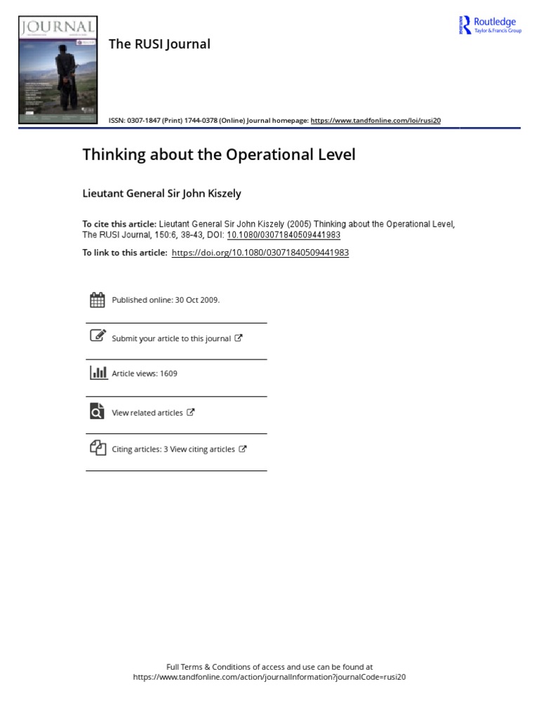 Thinking About The Operational Level | PDF | Military Doctrine | Military