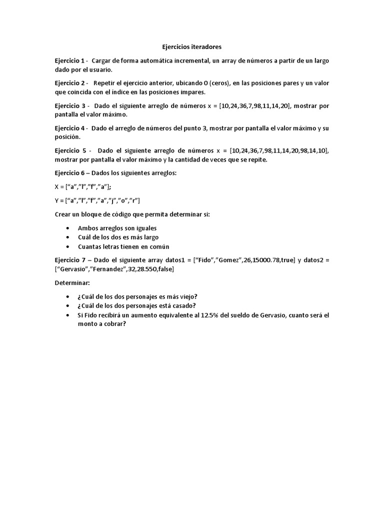 Ejercicios Con Iteraciones | PDF