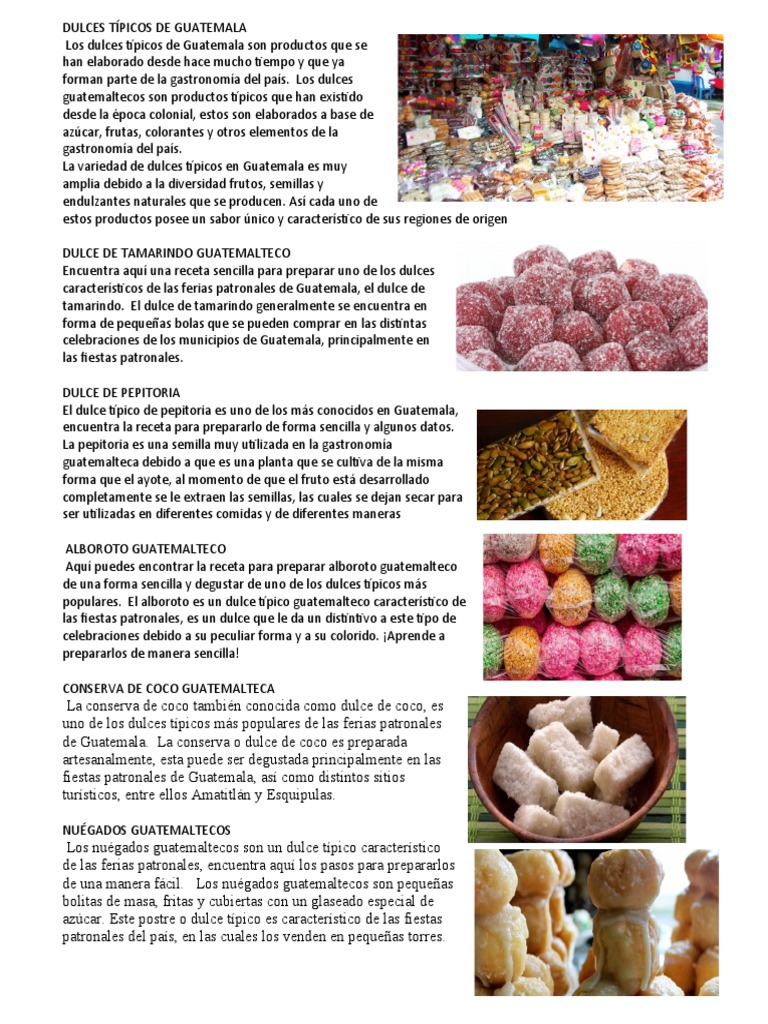 Dulces Tipicos de Guatemala | PDF | Postres | Preparación de comida y bebida