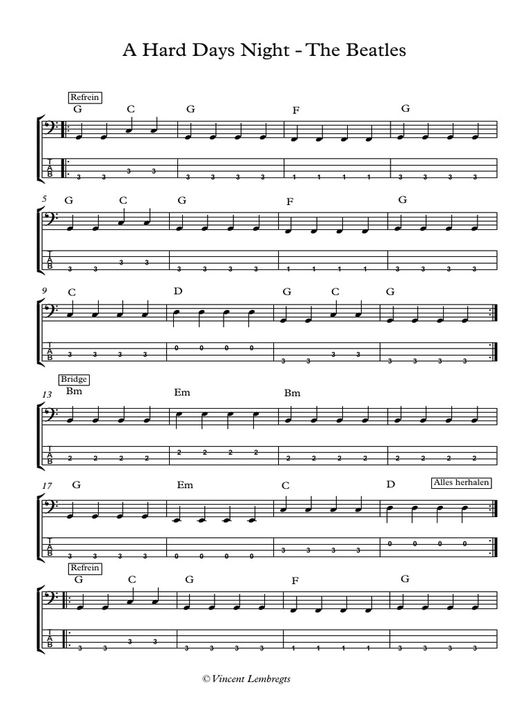 A Hard Days Night - The Beatles (Bass Sheet) | PDF | Les Beatles