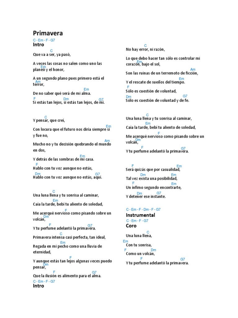 Primavera Letra y Acordes | PDF