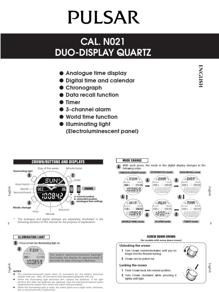 PULSAR World Time | PDF | Water | Timer