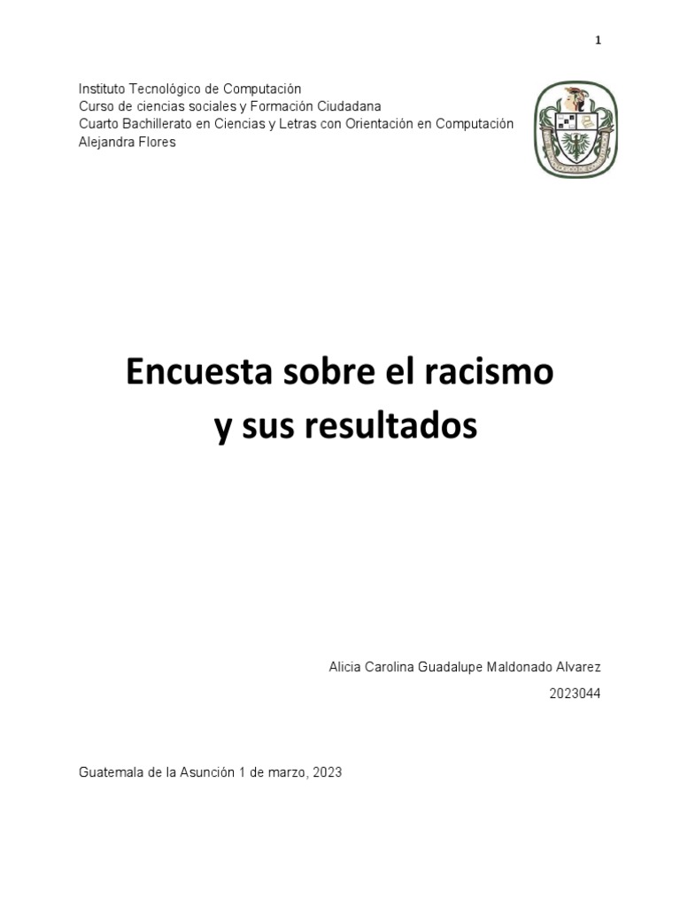 Encuesta Racismo | PDF | Racismo | Discriminación y relaciones raciales