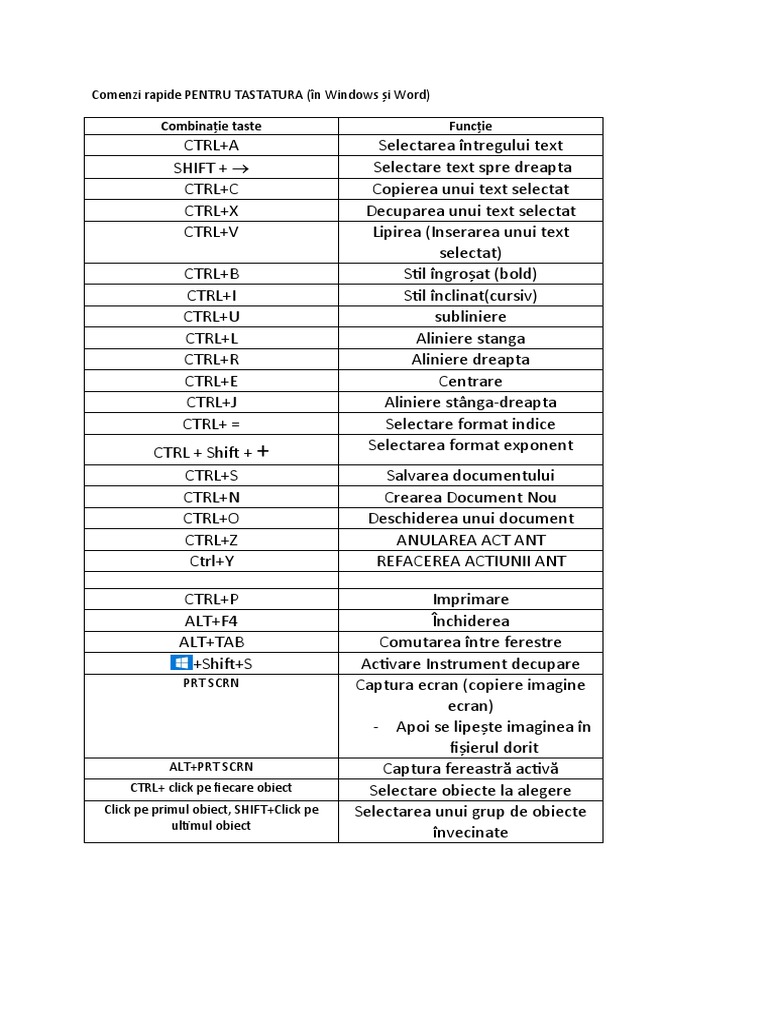 Comenzi Rapide | PDF