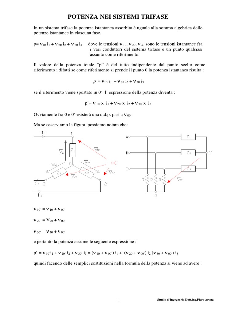 Potenza Nei Sistemi Trifase 1 | PDF