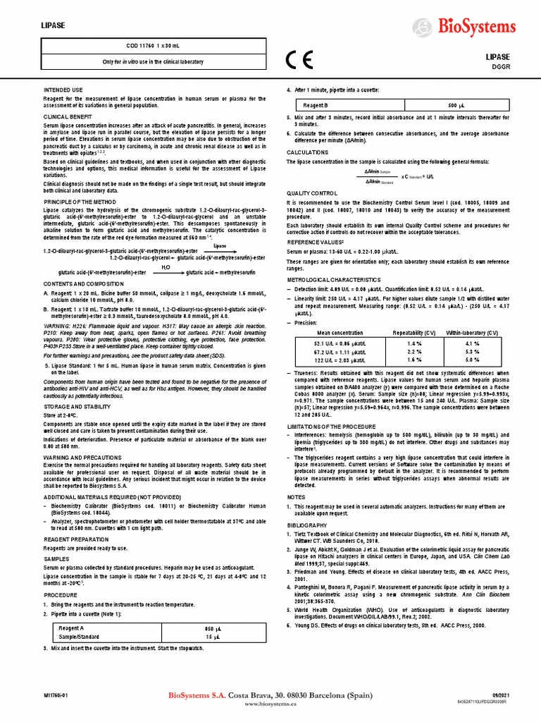 Lyphase 11760I-Reagent A 510 Reagent B 300 Sample 9 Standard 113 | PDF ...