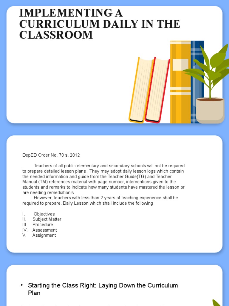 Implementing A Curriculum Daily in The Classroom | PDF | Lesson Plan | Curriculum