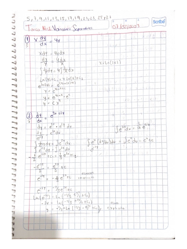 Ecuaciones Diferenciales De Variables Separables Pdf