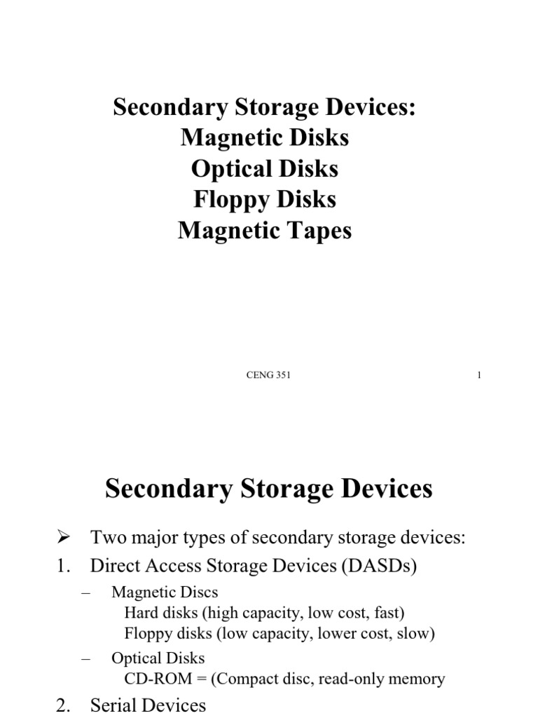 Secondary Storage Devices: A Guide to Magnetic Disks, Optical Disks, and Floppy Disks | PDF ...