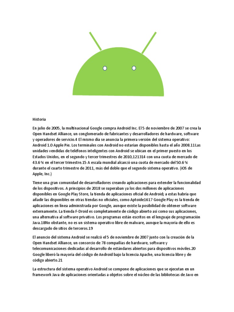 Historia | PDF | Android (sistema operativo) | Distribuciones Linux ...