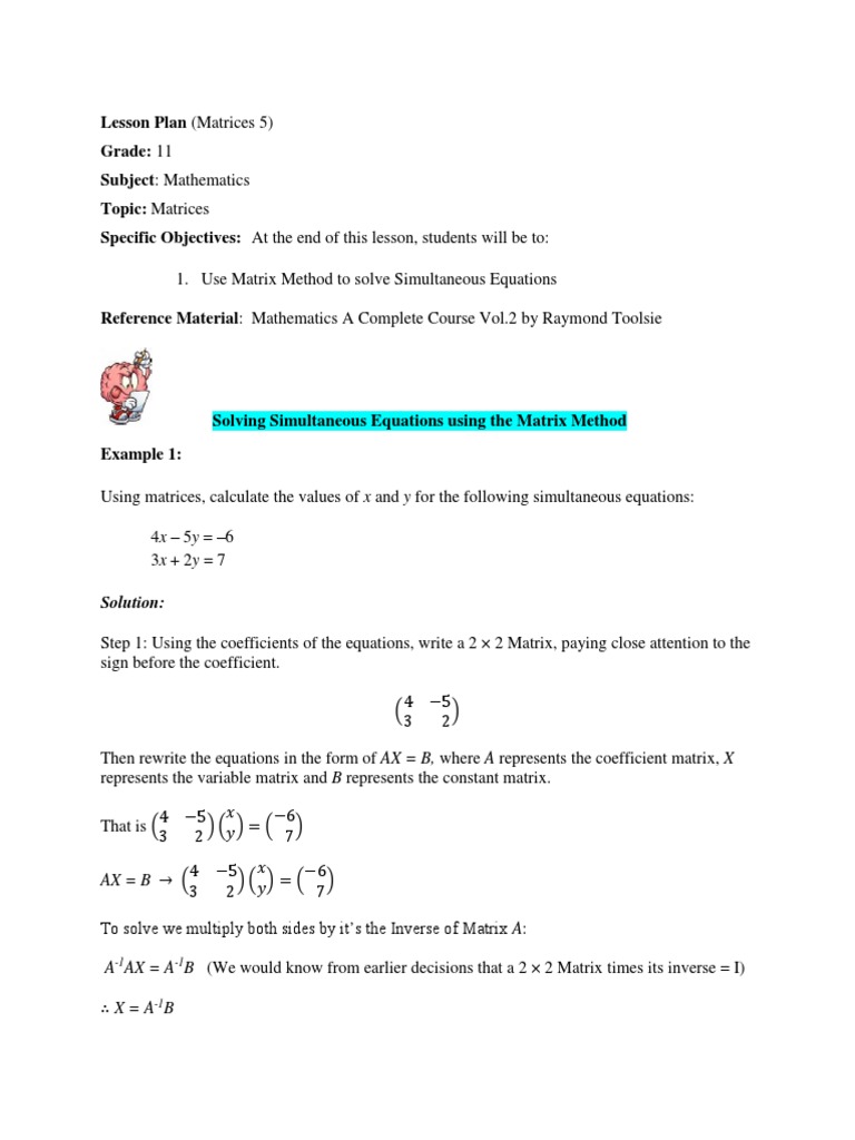 Grade 11 Matrices | Download Free PDF | Matrix (Mathematics) | Equations
