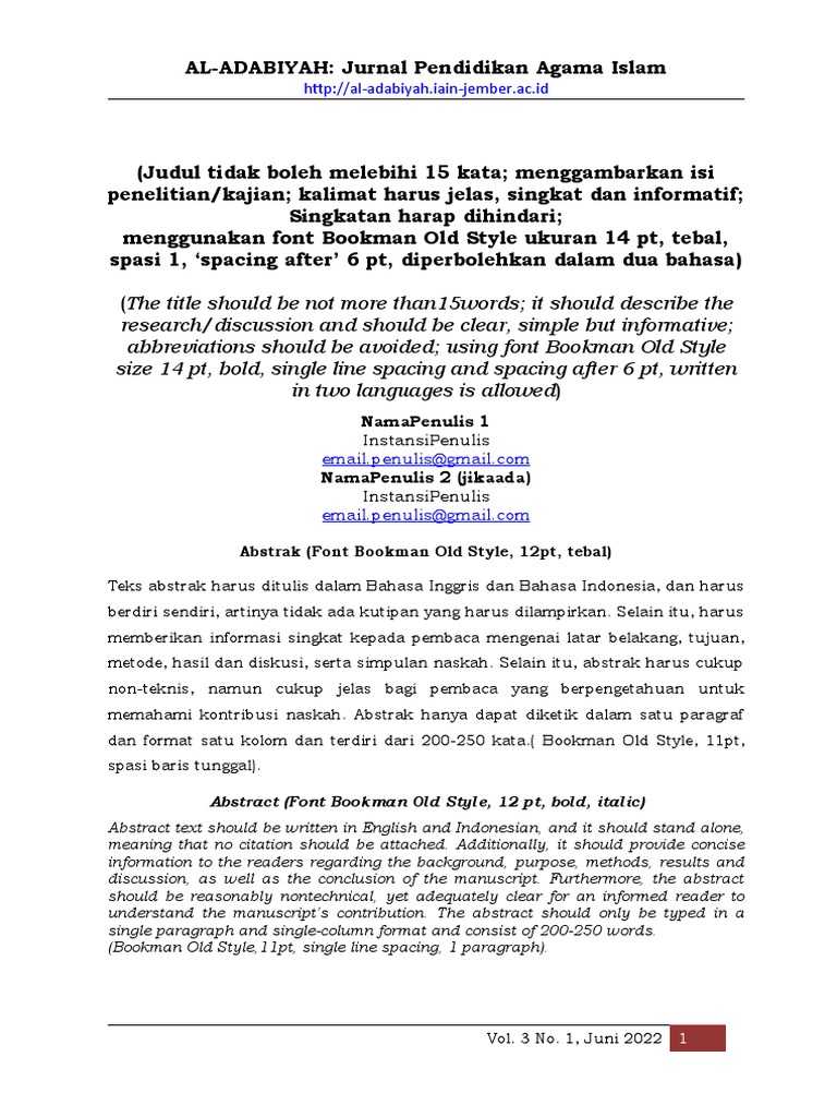 Template Penulisan Artikel PAI 2022 | PDF