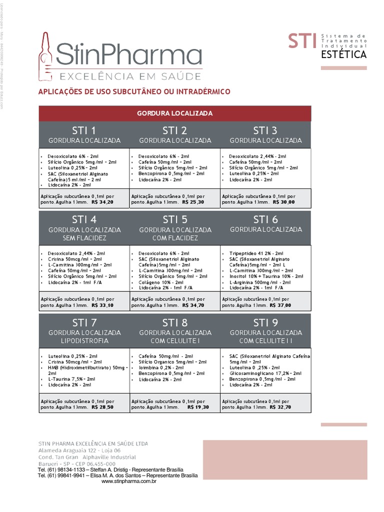 Tabela Sti Estetica Nova | Download grátis PDF | Tratamentos médicos ...