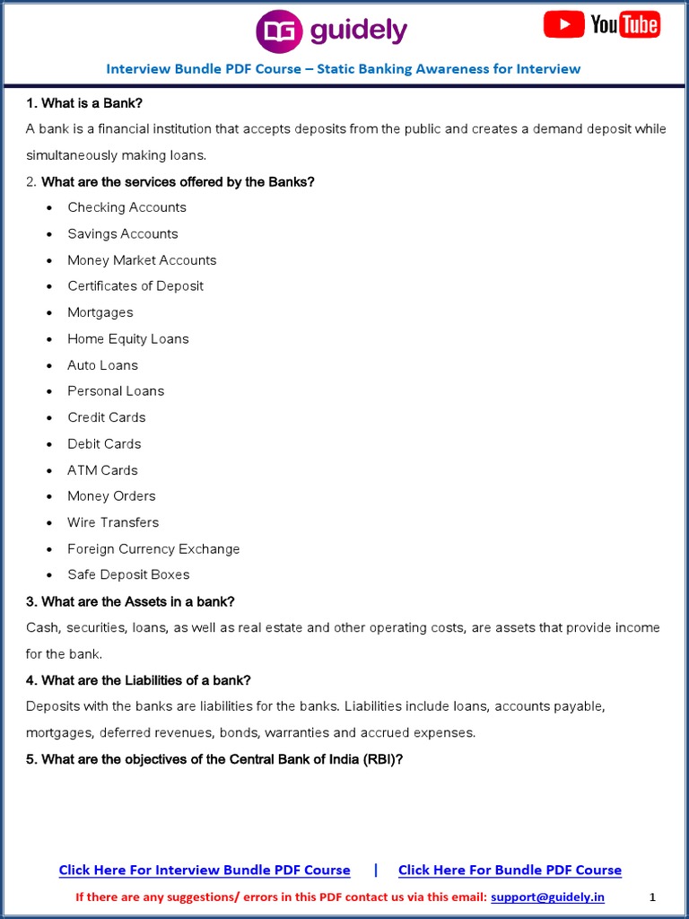 Interview Bundle PDF Course - Static Banking Awareness For Interview ...